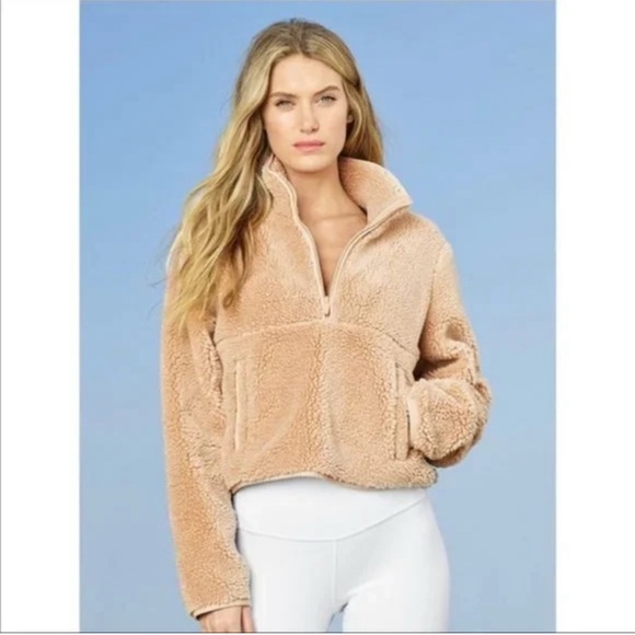 ALO Yoga | Jackets & Coats | Alo Yoga Tan Teddy Jacket Plush Cozy ...